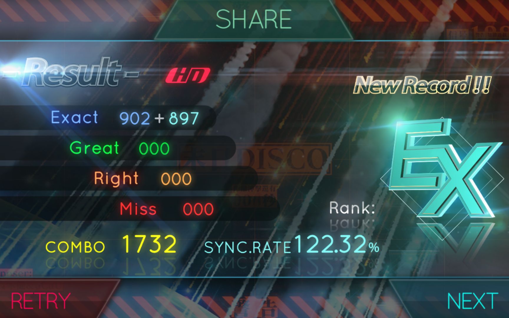[MUSYNC] 末日Disco (HD Lv8) EX(默认UI) 122.32% ——by TerryLam_哔哩哔哩_bilibili