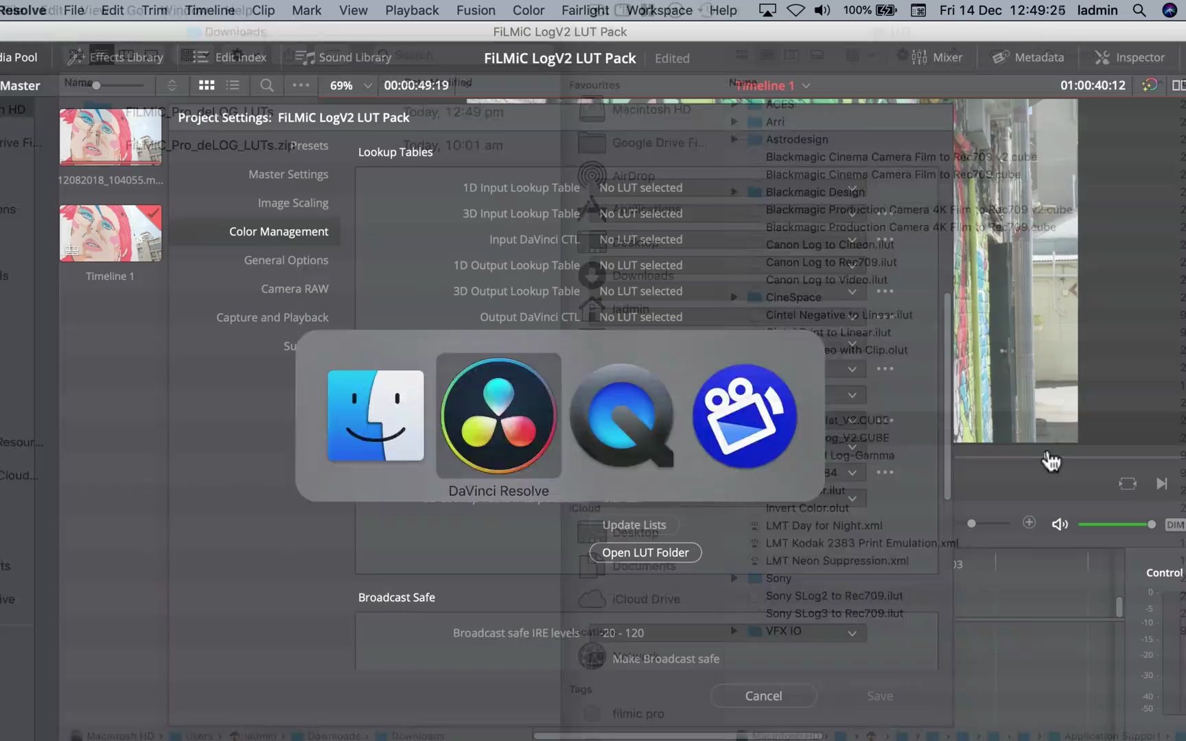 FiLMiC Pro官方LUT包的达芬奇安装方法 (Mac& Windows)_哔哩哔哩_bilibili