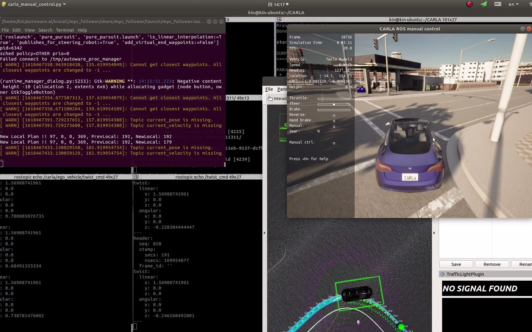 【Autoware与Carla】OpenPlanner 仿真示意 无避障_哔哩哔哩_bilibili