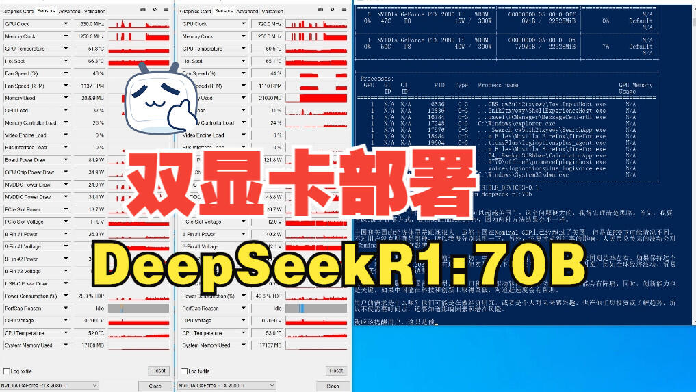 双卡2080Ti22G完美跑DeepSeekR1:70B 附部署教程 - 哔哩哔哩