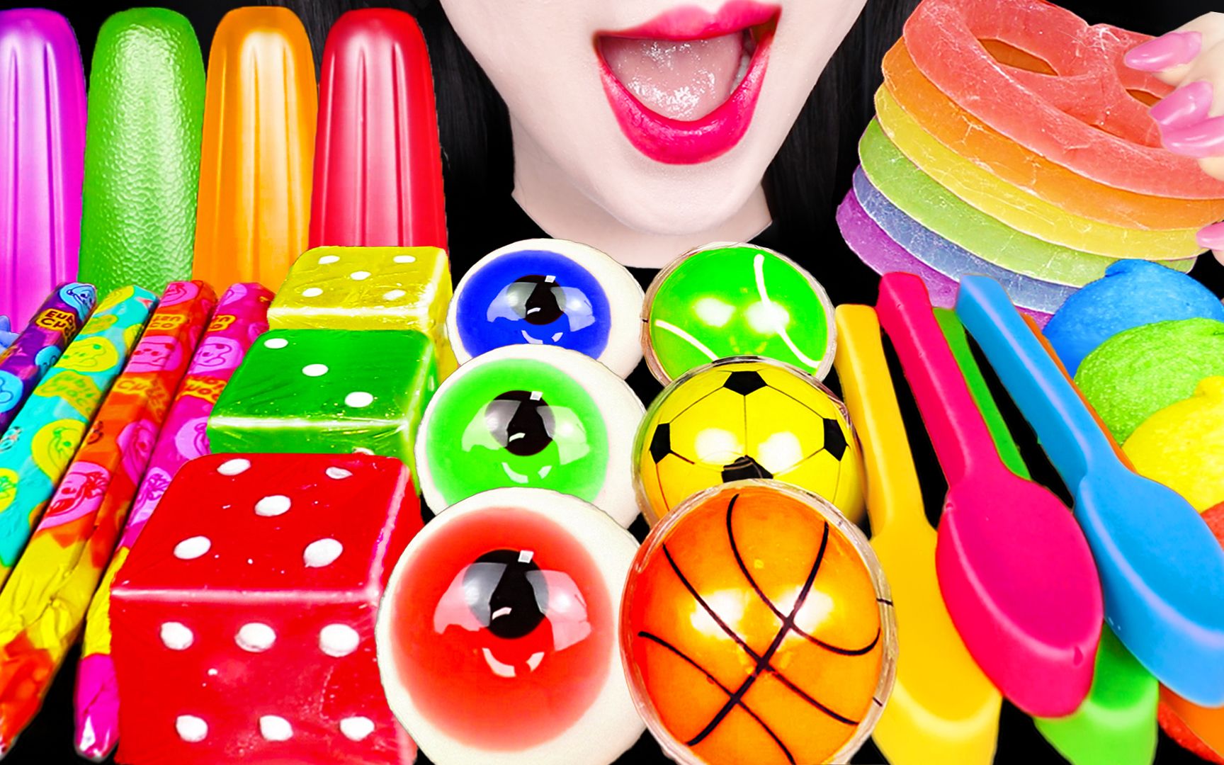 Jane ASMR RAINBOW DESSERT DICE CANDY JELLY GUMMY EATING-JaneASMR ...