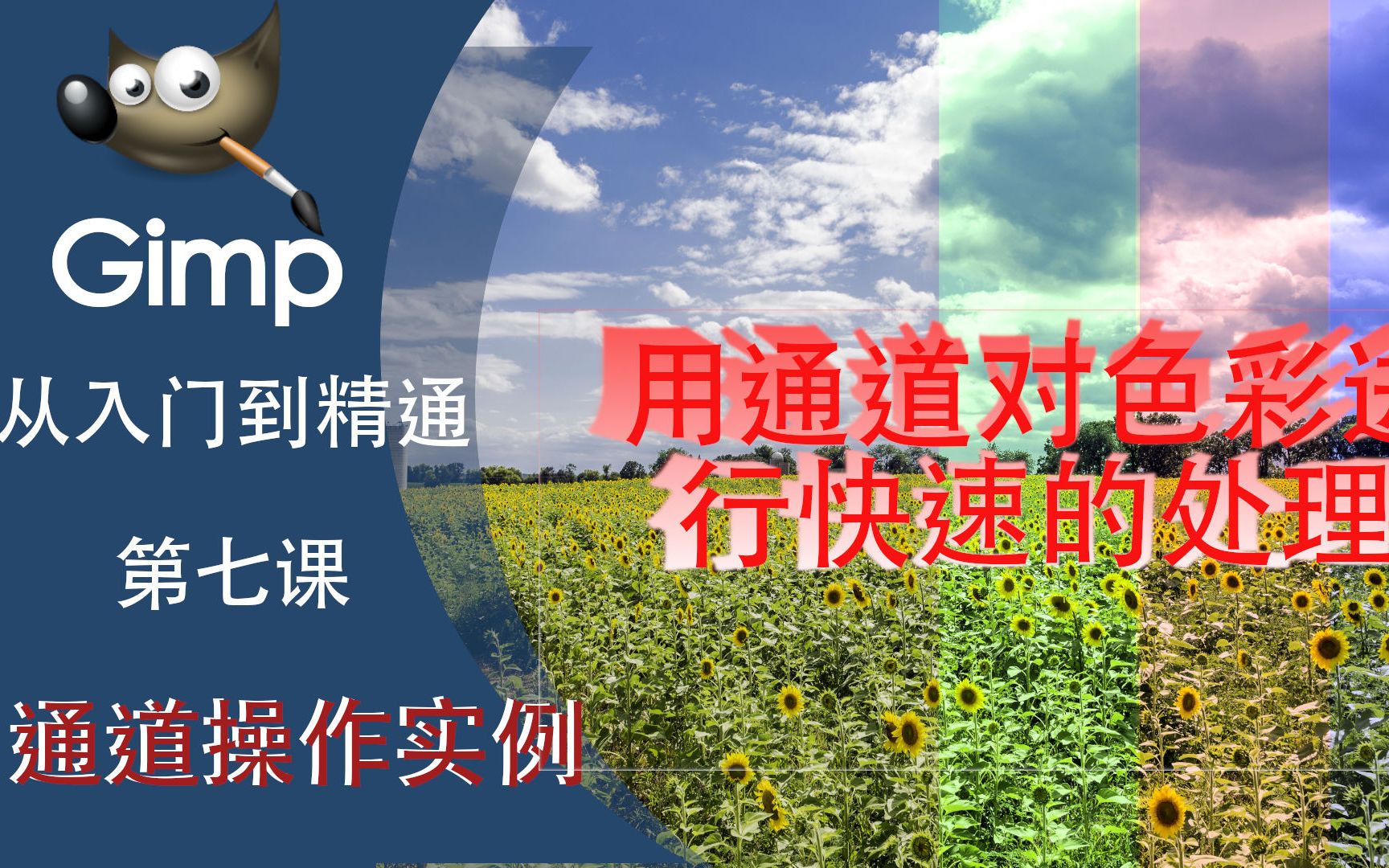 gimp2.10入门第七课：强大的通道功能，【通道应用实例】，用通道对色彩进行快速的处理。_哔哩哔哩_bilibili