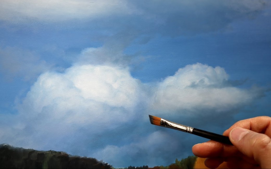 【油画】brennerfineart教你绘画逼真蓝天白云_哔哩哔哩_bilibili