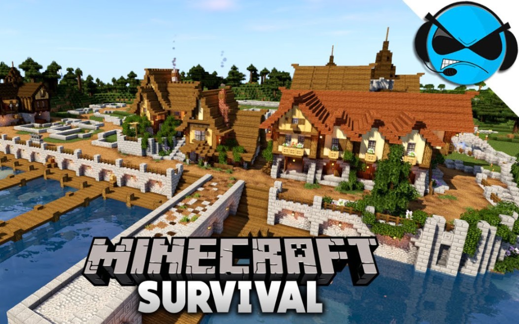 [BlueNerd Minecraft]我的世界1.14生存EP6 史诗码头和中世纪村庄规划_哔哩哔哩_bilibili