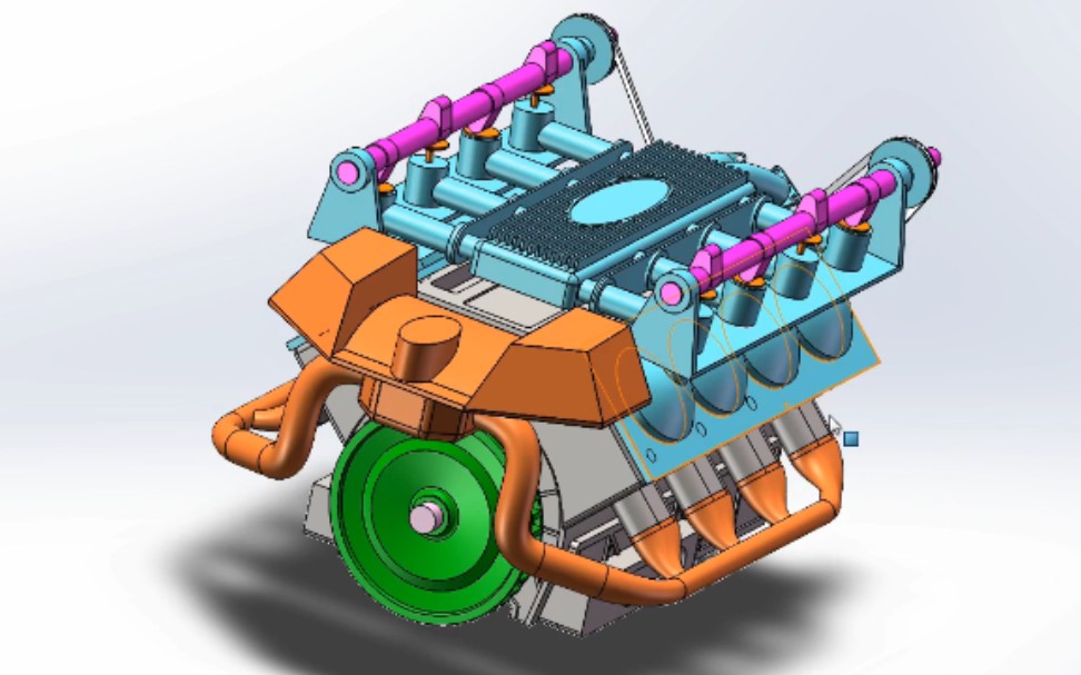 V8发动机模型，solidworks_哔哩哔哩_bilibili