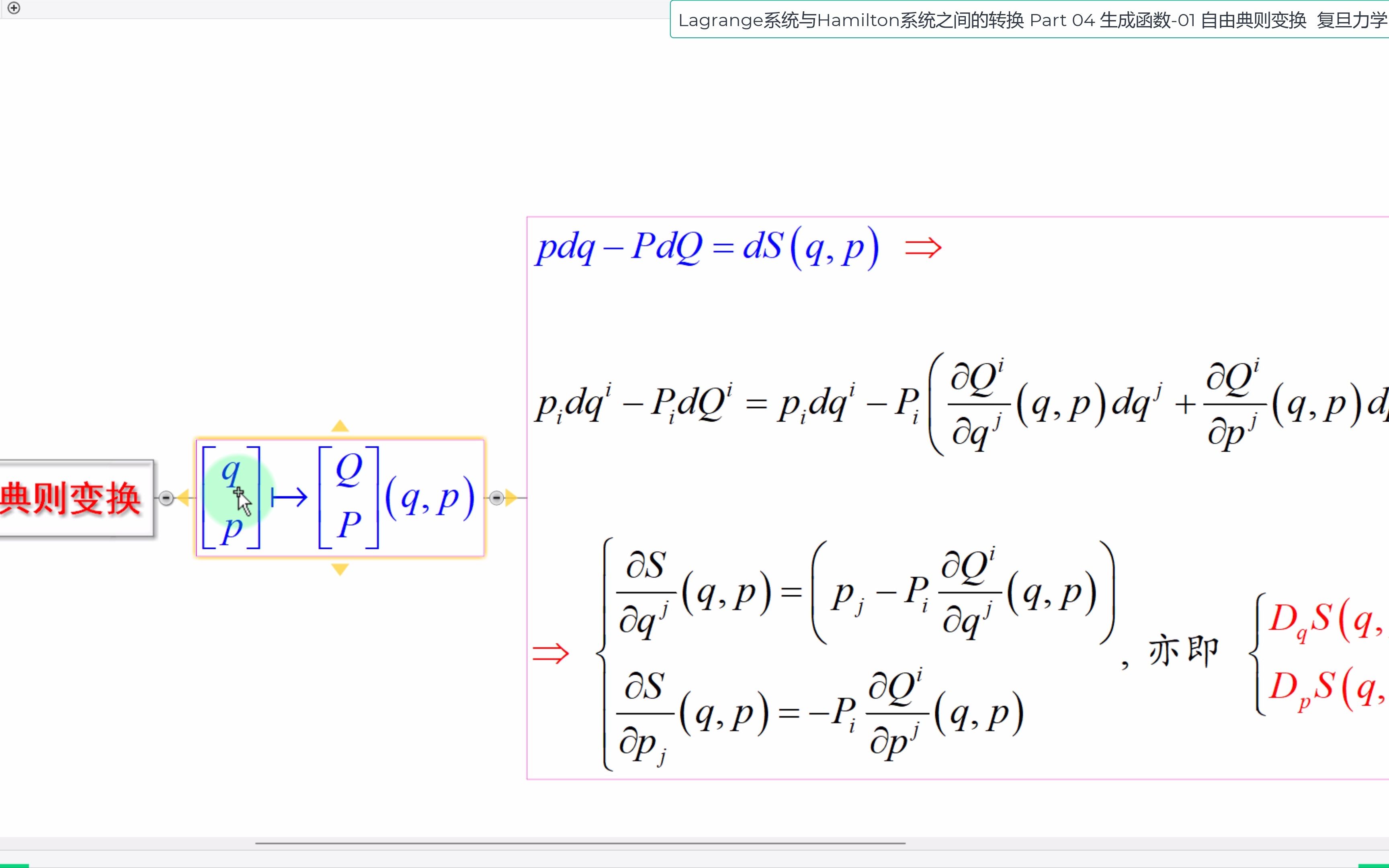 Lagrange系统与至Hamilton系统之间的转换-Part 04-生成函数-01-自由典则变换 - 视频下载 Video Downloader