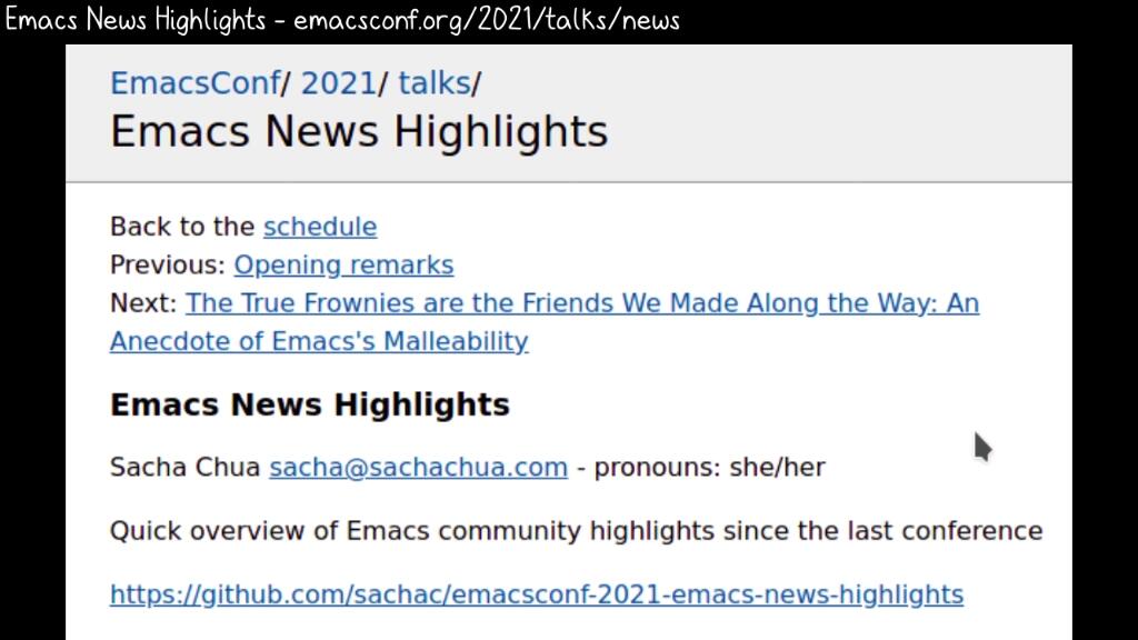 Emacs News Highlights（emacsconf 2021） - 哔哩哔哩