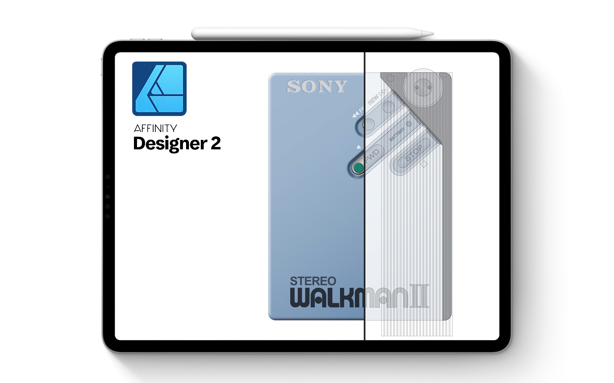affinity Designer V2 of iPad 超写实 “想见你” 索尼磁带机-威尔瑞-Vary-威尔瑞-Vary-哔哩哔哩视频
