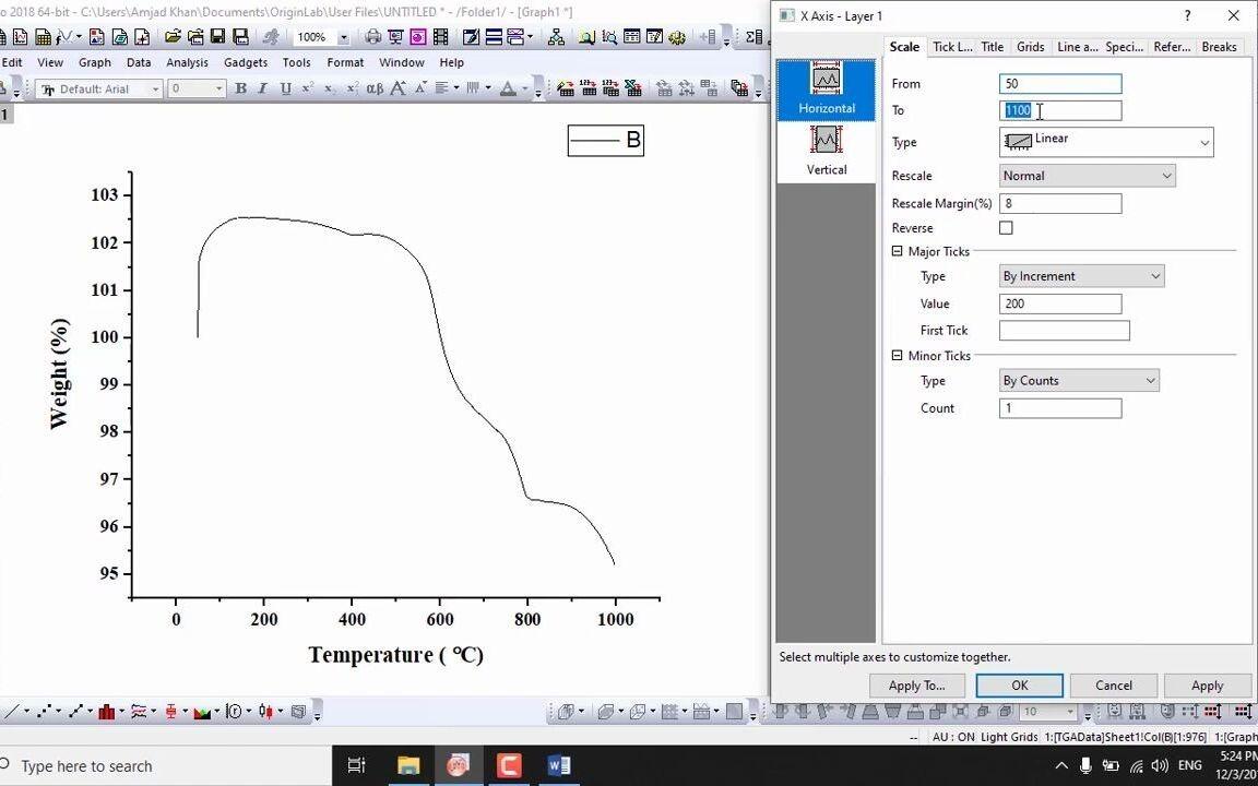3.热重分析（TGA）分析绘图（origin） - 哔哩哔哩