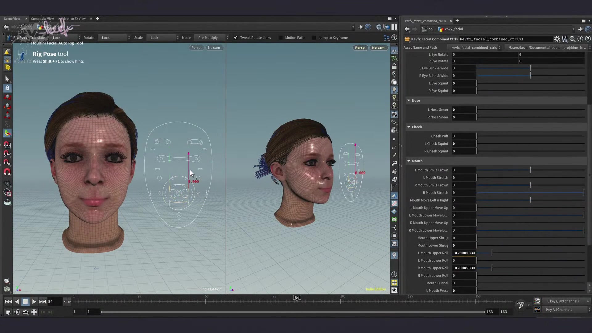 Houdini面部自动绑定Houdini Kevfx Facial Auto Rig Features | KineFX_哔哩哔哩_bilibili