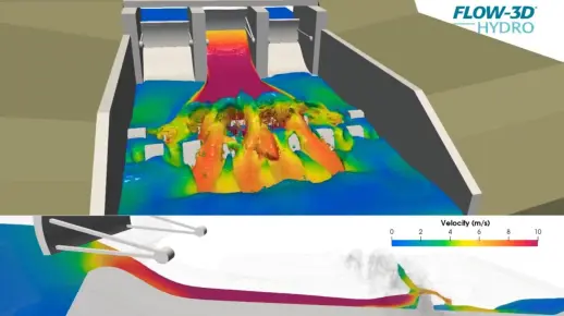 弧形闸门开启 | FLOW-3D HYDRO_哔哩哔哩_bilibili