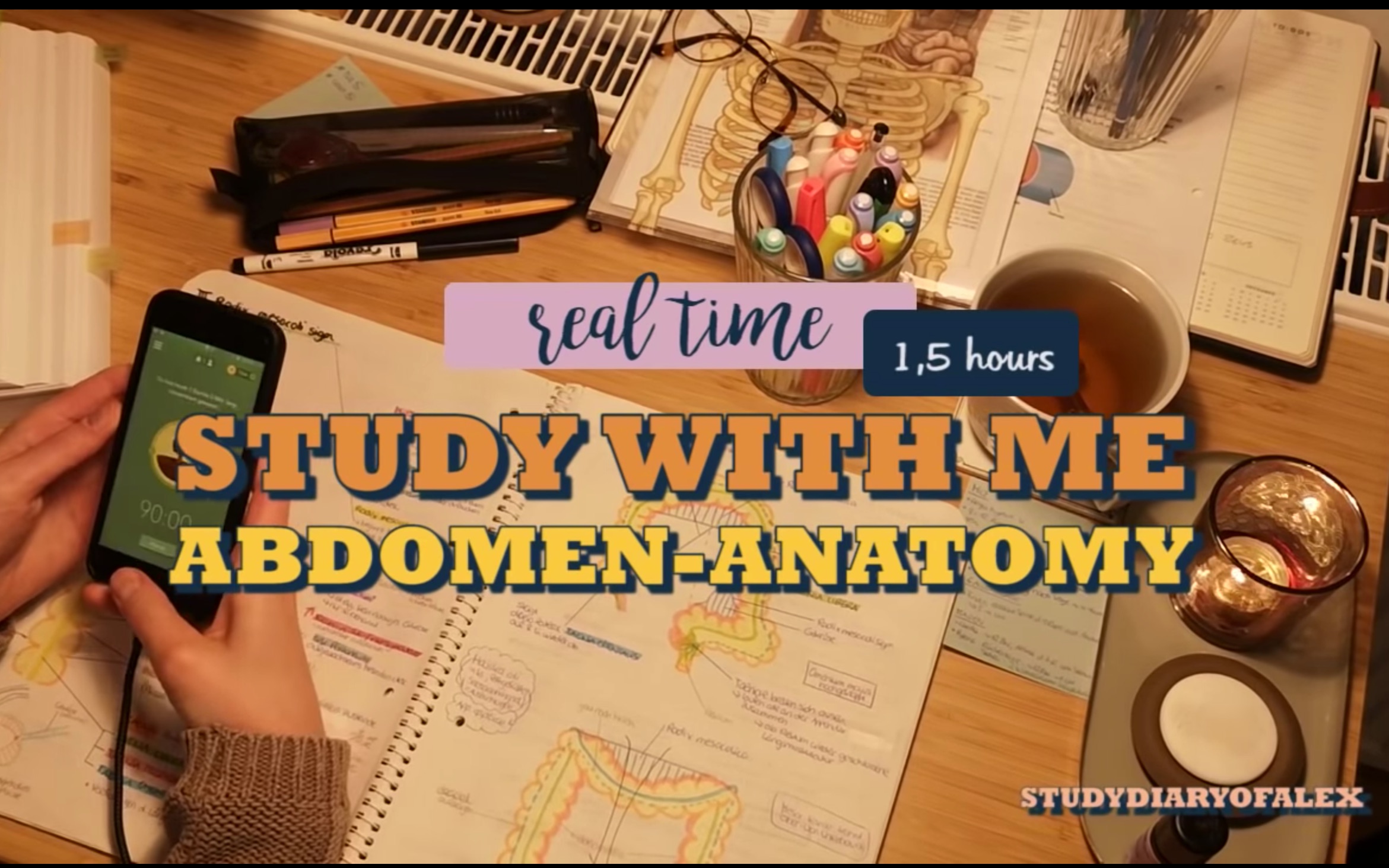 [Youtube搬运] 医学生Alex 夜间实时学习1.5h Real time study with me - night time ...