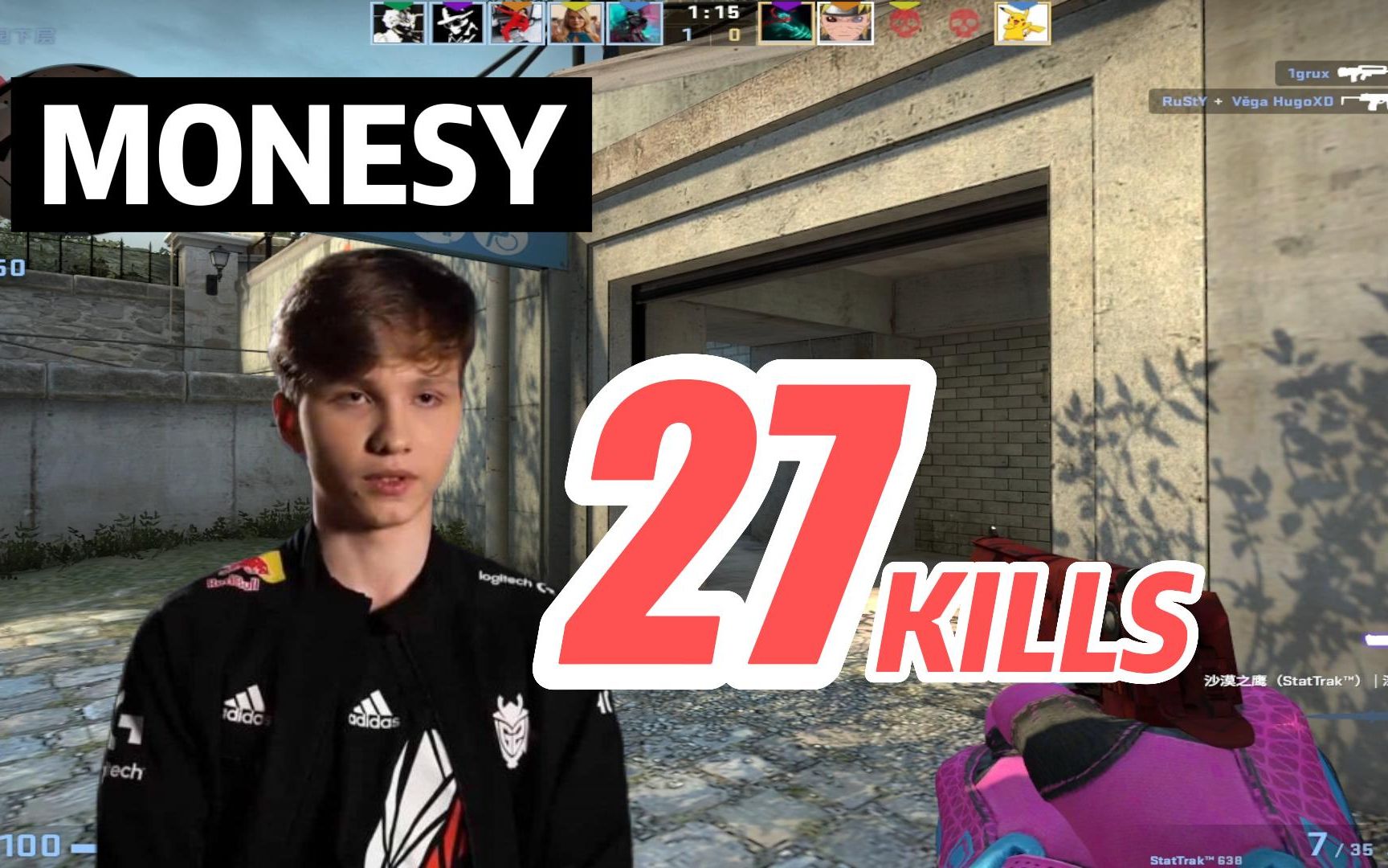 mONESY在faceit天梯赛27杀，快如闪电的甩狙，还有电子哥和大B哥当队友_哔哩哔哩 (゜-゜)つロ 干杯~-bilibili