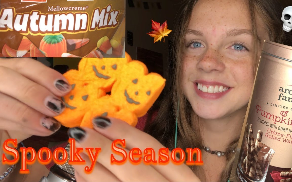 【1080p】【Gracie K】【南瓜软糖与巧克力卷】ASMR Eating Pumpkin Spice Flavored Treats ...
