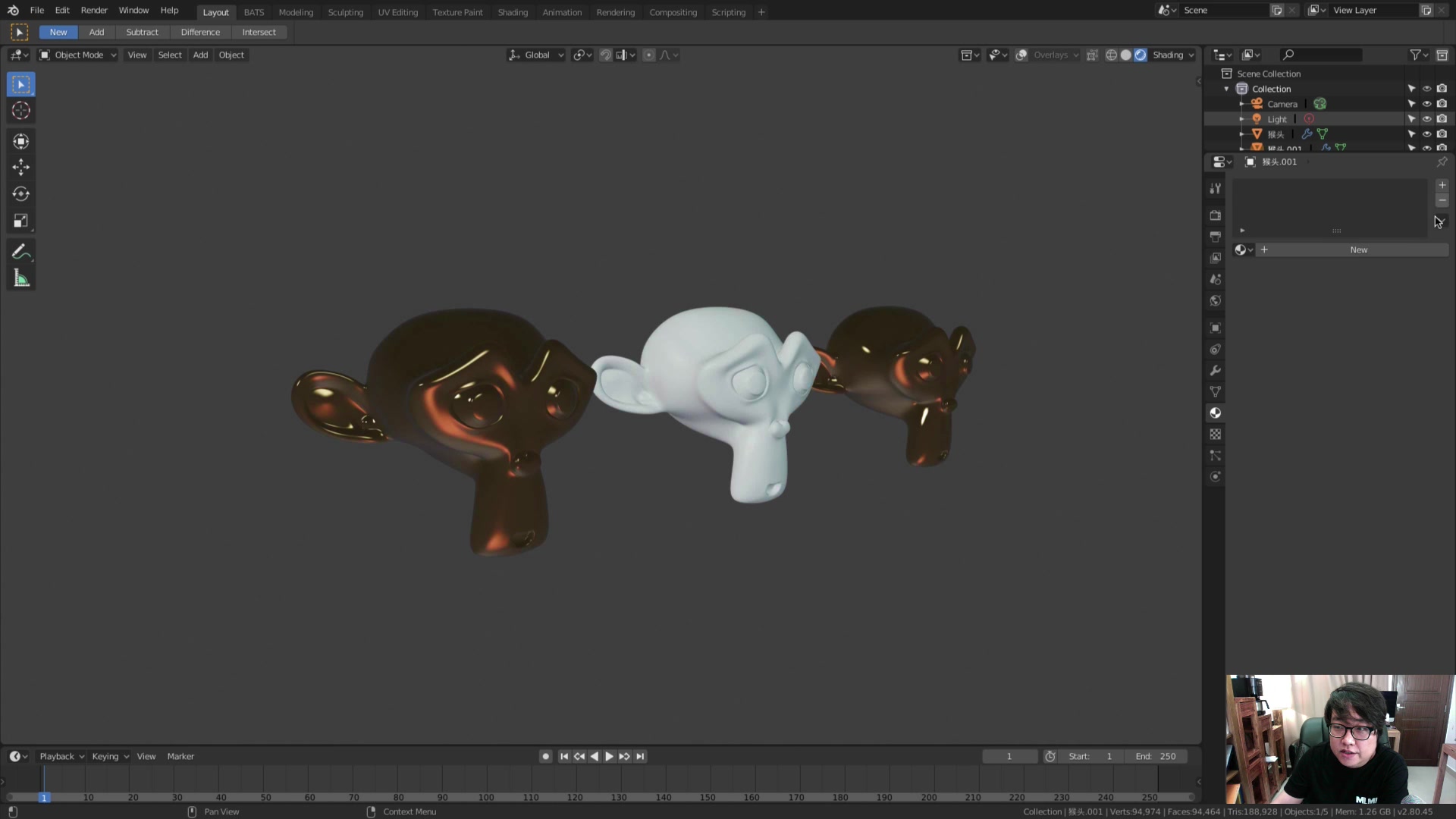 Blender 2.8 | 01-03 设置 Workbench | 视图预览材质（金属、玻璃、瓷器...）_哔哩哔哩_bilibili