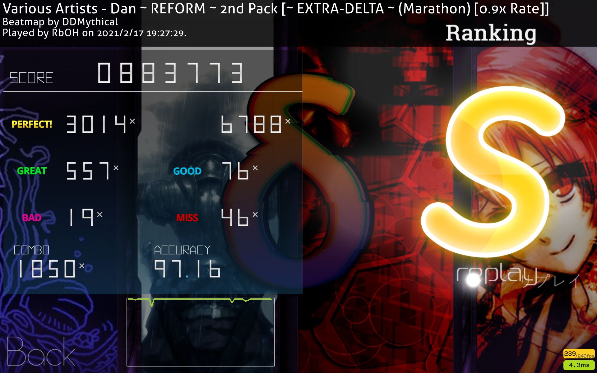 【RbOH/Osu!Mania】4k Reform Delta Dan 0.9x 97.16%_哔哩哔哩_bilibili
