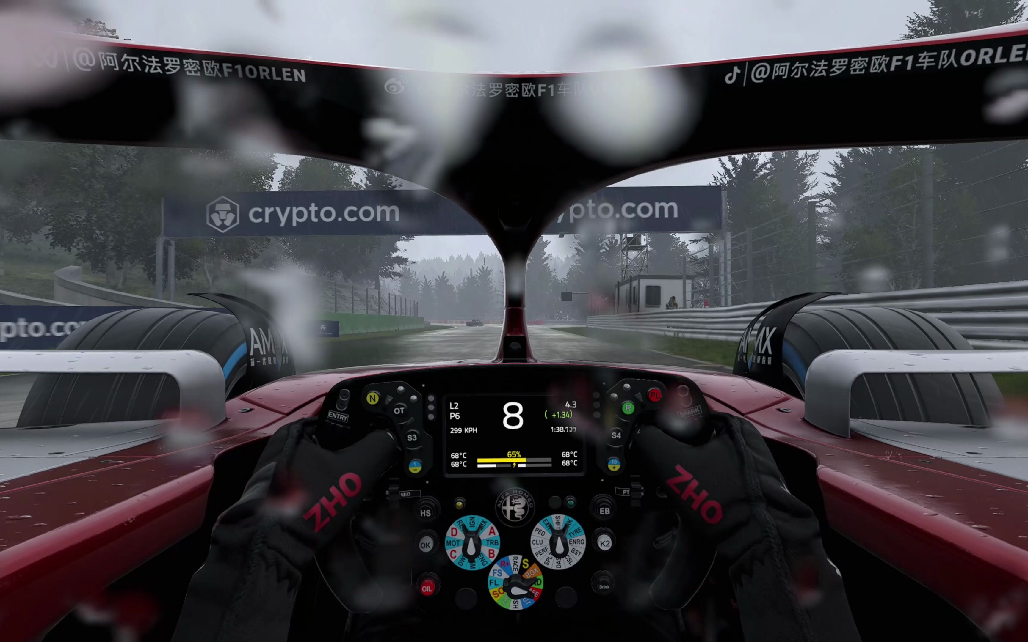 【F1 22】大雨天驾驶周冠宇赛车在斯帕赛道试玩 HUD全关 驾驶舱视角_哔哩哔哩bilibili