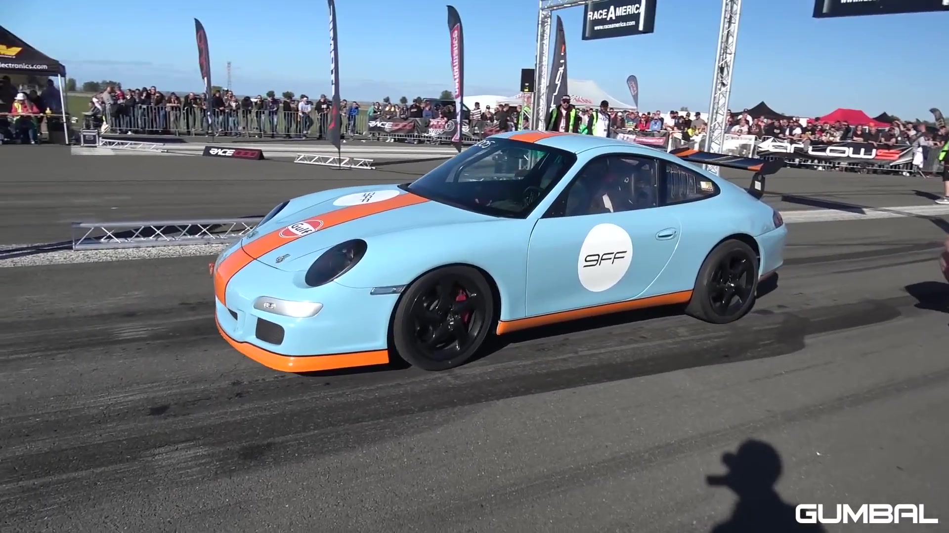 [直线加速赛]1050HP 9ff GULF保时捷997 Turbo！_哔哩哔哩 (゜-゜)つロ 干杯~-bilibili