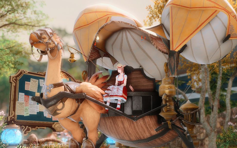 【FF14】陆行鸟篷车四人坐骑展示 Chocobo Carriage_哔哩哔哩_bilibili