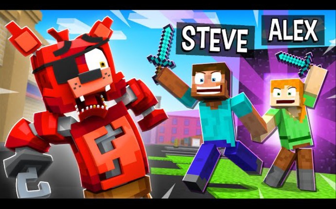 [F&F短片 #18]Alex&Steve VS FNaF!！(半中文字幕)_哔哩哔哩_bilibili