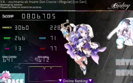 osu mania 6k 1dan acc 96.12%_哔哩哔哩_bilibili