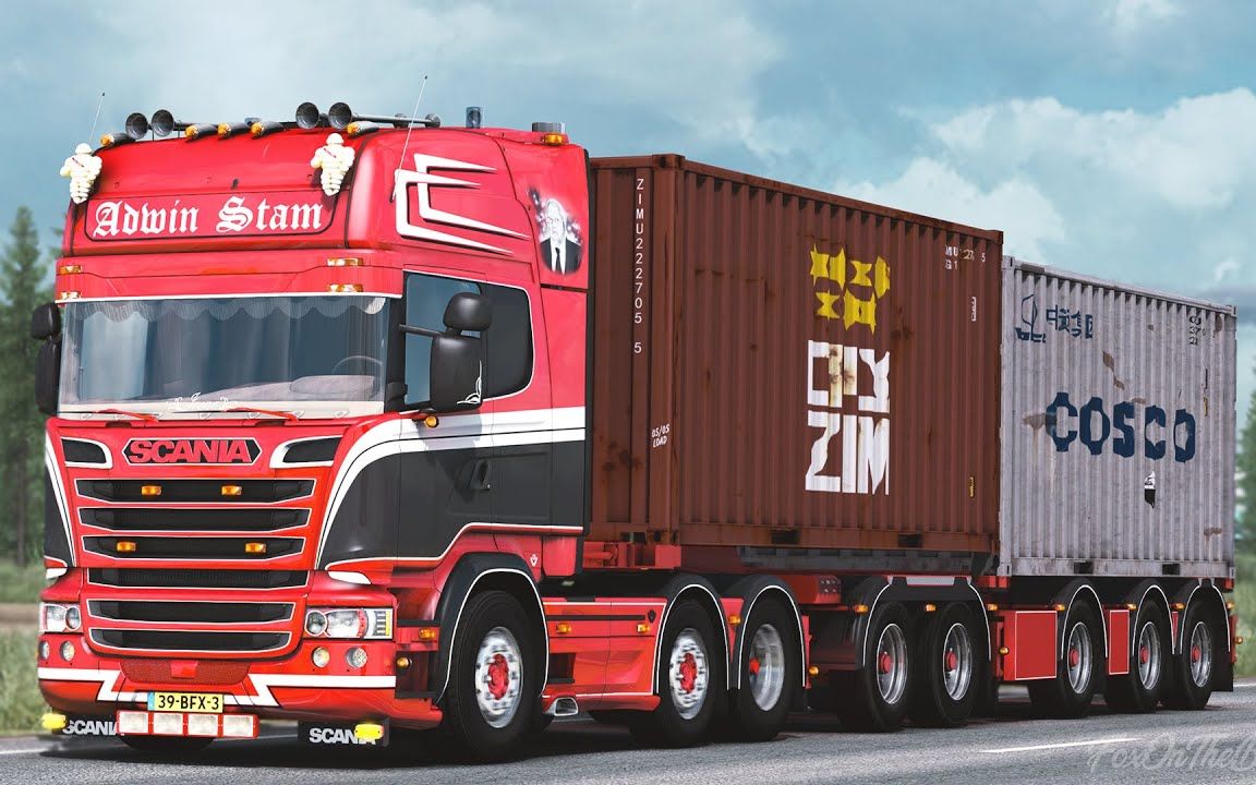 【YouTube】欧卡2付费卡车+拖车mod_Scania R520 V8 Adwin Stam & Broshuis Trailer_哔哩 ...