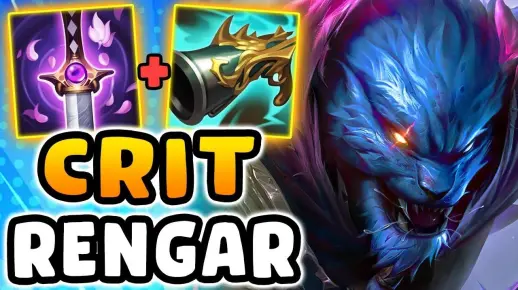 I TRIED A NEW CRIT RENGAR BUILD (crazy 1v9)_游戏热门视频