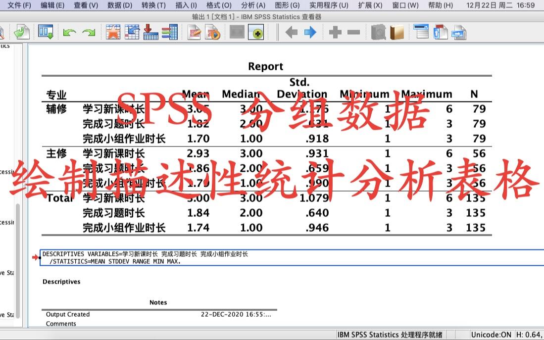 SPSS 分组数据绘制描述性统计分析表格 - 哔哩哔哩