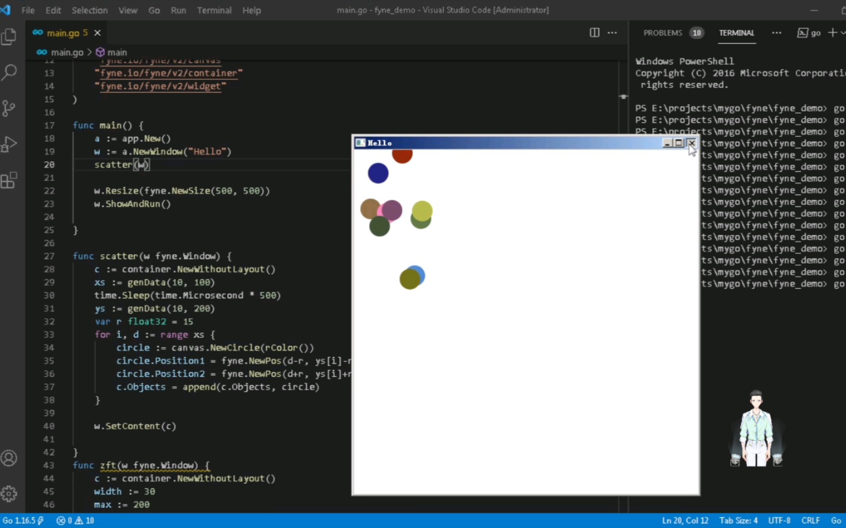 golang GUI框架fyne学习15：canvas之利用散点图制作空间连线底稿
