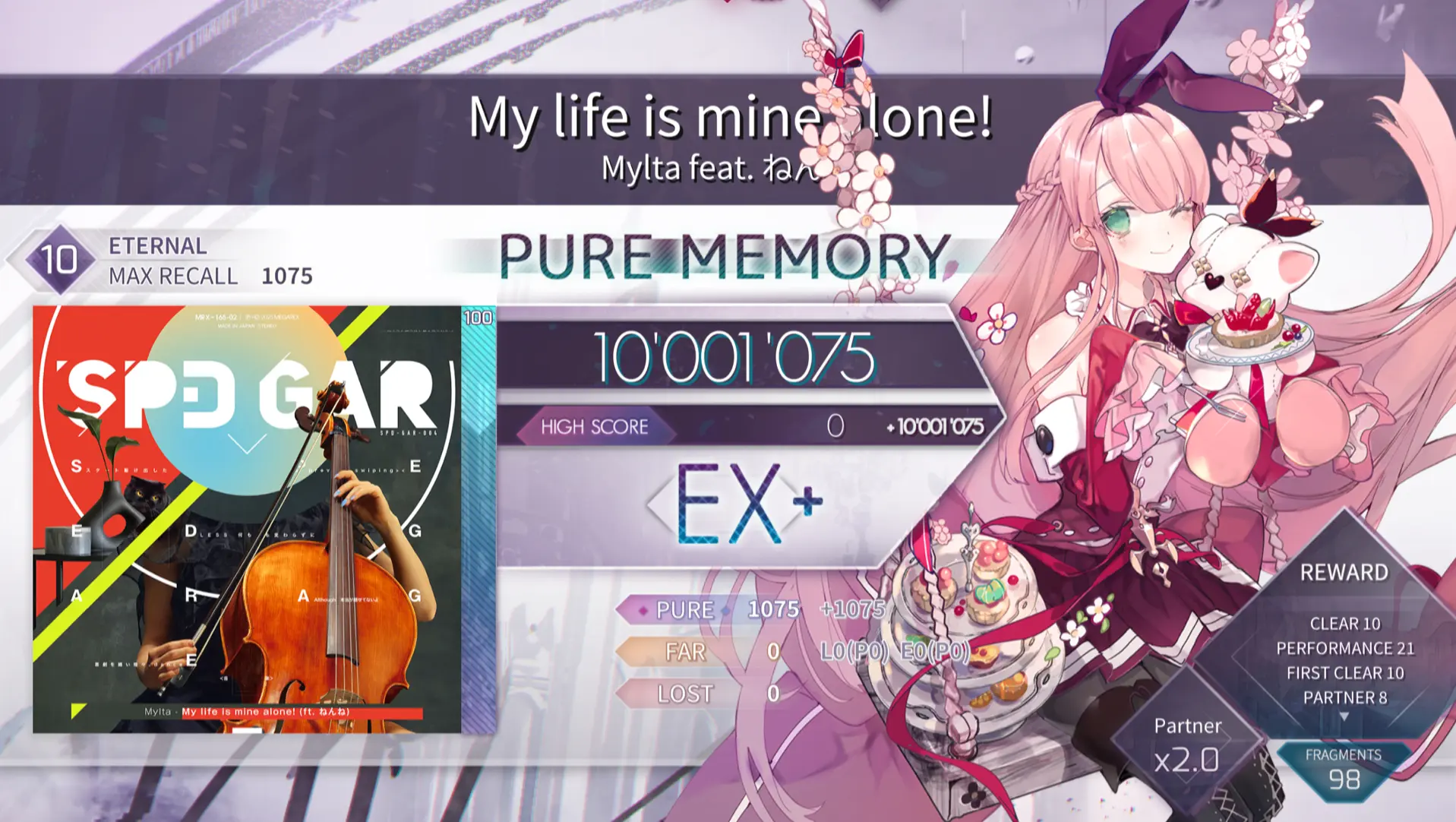 【Arcaea】My life is mine alone! (Eternal 10)理論值 10001075pts_哔哩哔哩_bilibili