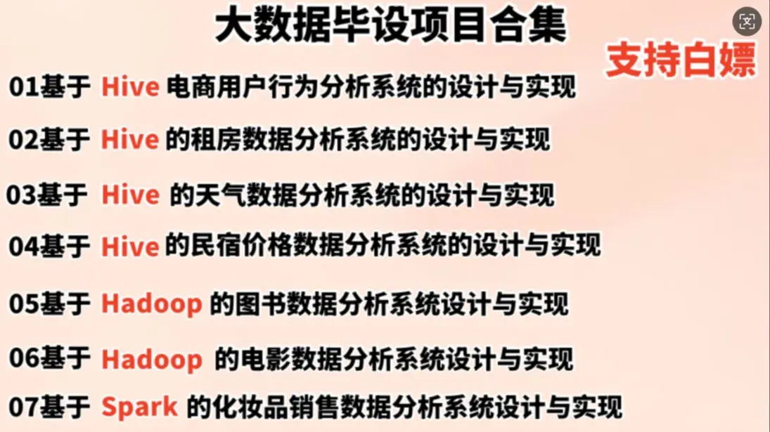 [大数据毕设项目合集]hadoop、Spark、hive、python毕业设计实战案例20篇，课程设计，毕业设计统统拿下！_哔哩哔哩_bilibili