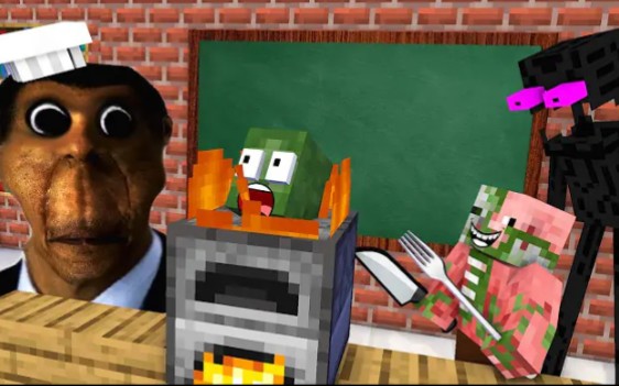 怪物学院第1739集丨Obunga Face cooking Challenge丨我的世界动画_哔哩哔哩_bilibili