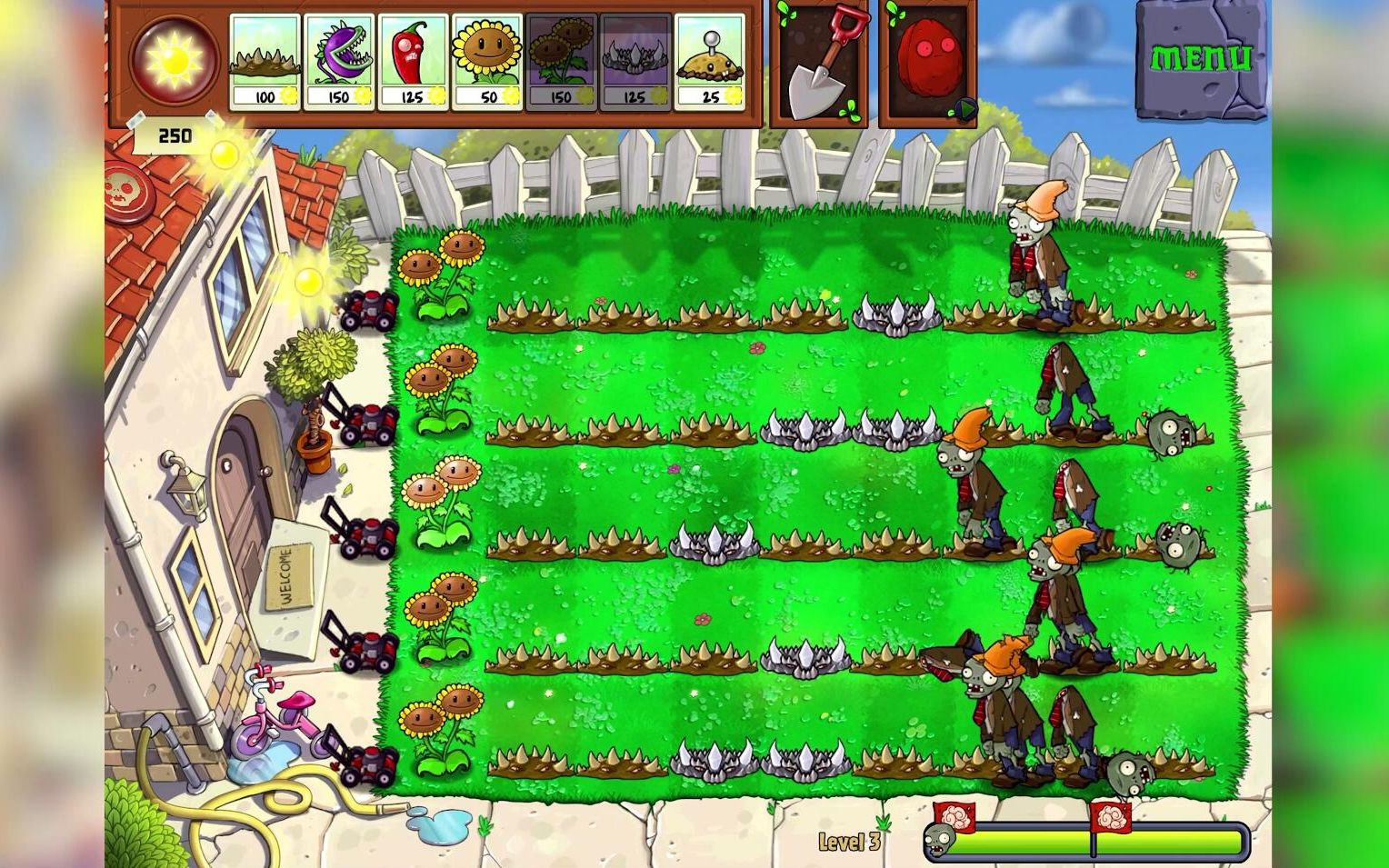 2周目【最残忍的打法】PVZ day level 3 植物大战僵尸白天第三关_哔哩哔哩_bilibili