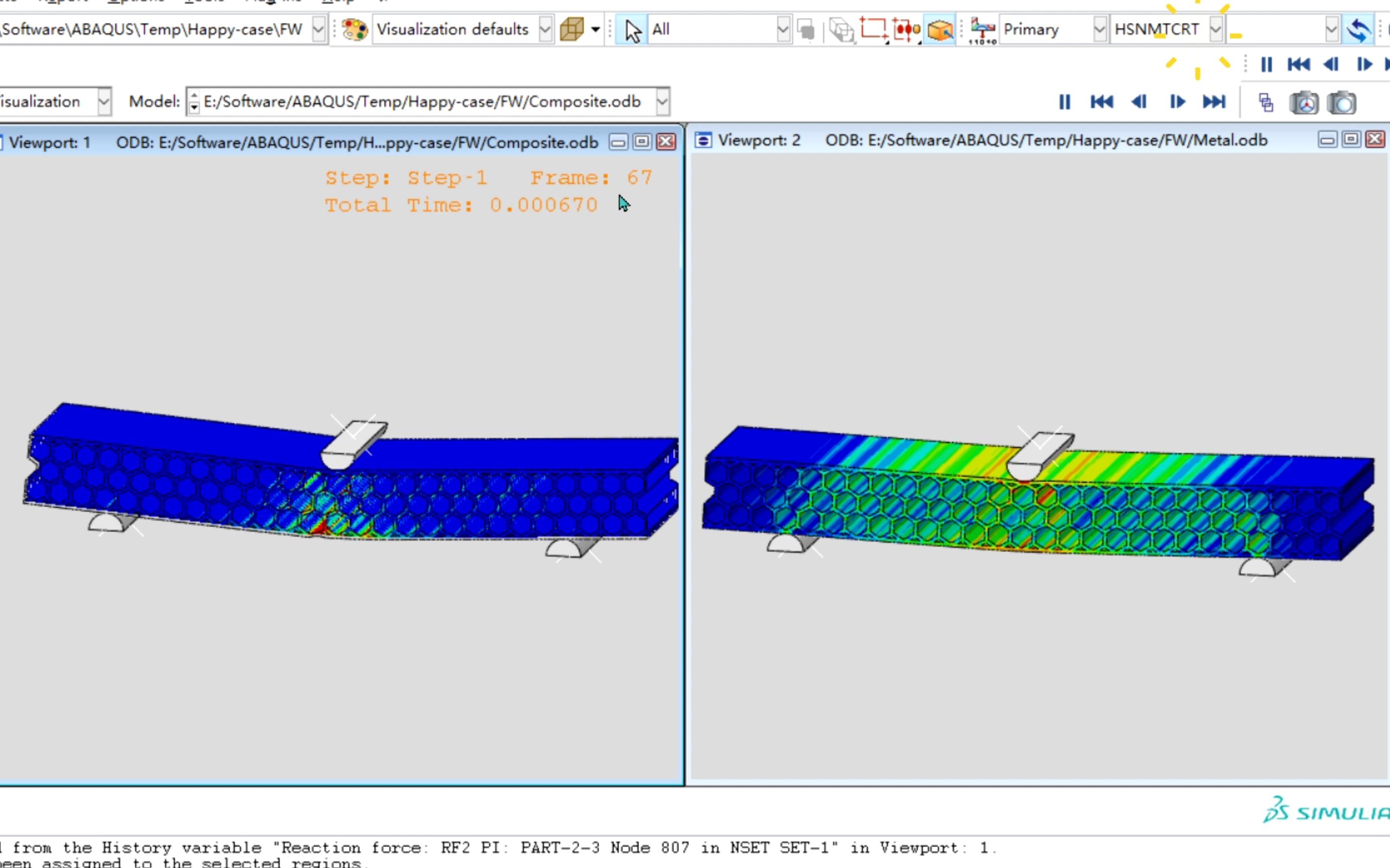abaqus 三点弯曲 准静态 显示动力学
