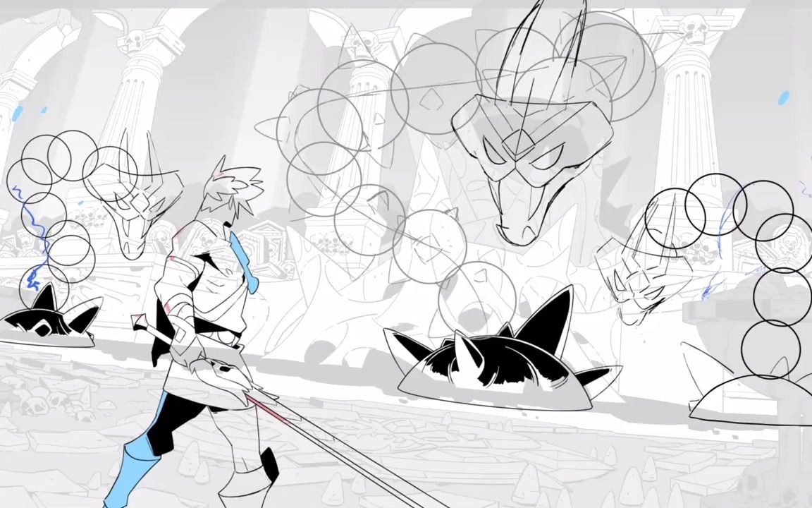 Studio Grackle提供的勒拿骸骨九头蛇的动画粗稿