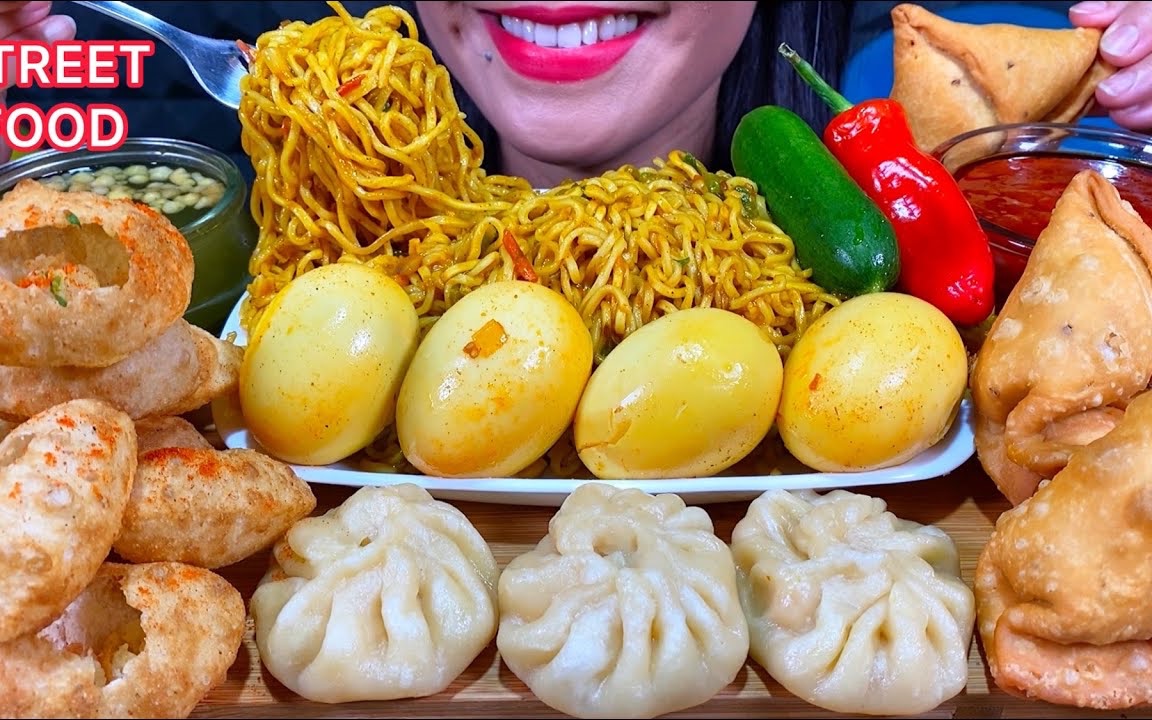 【Stella 】酱拌面&水煮蛋&素momo&萨摩莎三角饺&酥脆球-灰鸟入被窝-灰鸟入被窝-哔哩哔哩视频