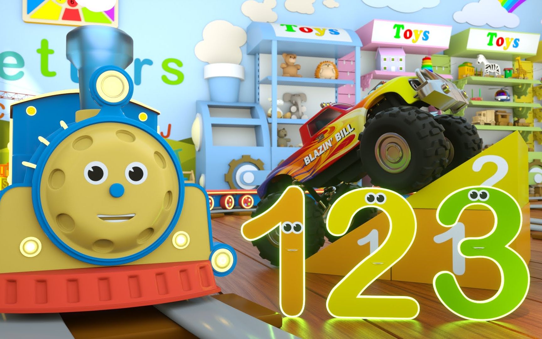 中英儿童动画 数字Learn Numbers with Max the Train & Bill the Monster Truck_哔哩哔哩 ...