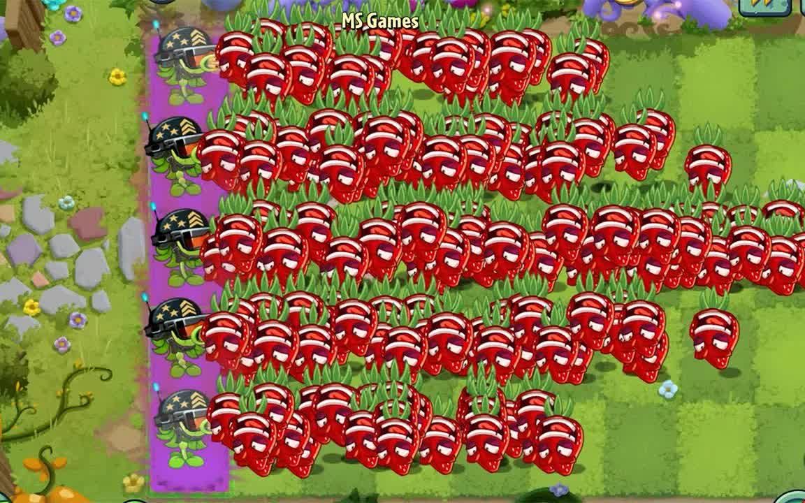 PvZ 2 融合 - 所有植物用爆炸草莓作为子弹 - 哪个植物最强?-MSGames-MSGames-哔哩哔哩视频
