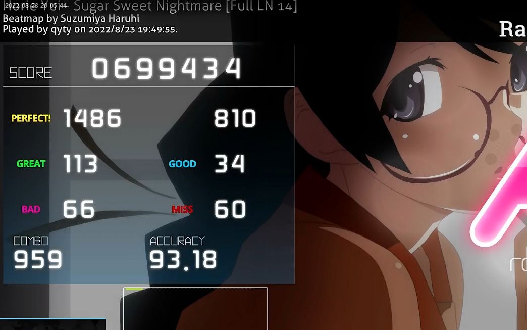 osu mania 6k【silent rush】 acc96.59%