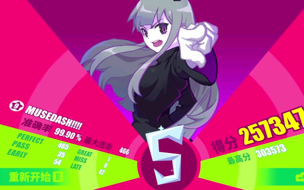 【Muse Dash】MUSEDASH！！！大触9级99.90％1great，关于我用了黑衣少女还是爆g了这件事_哔哩哔哩bilibili