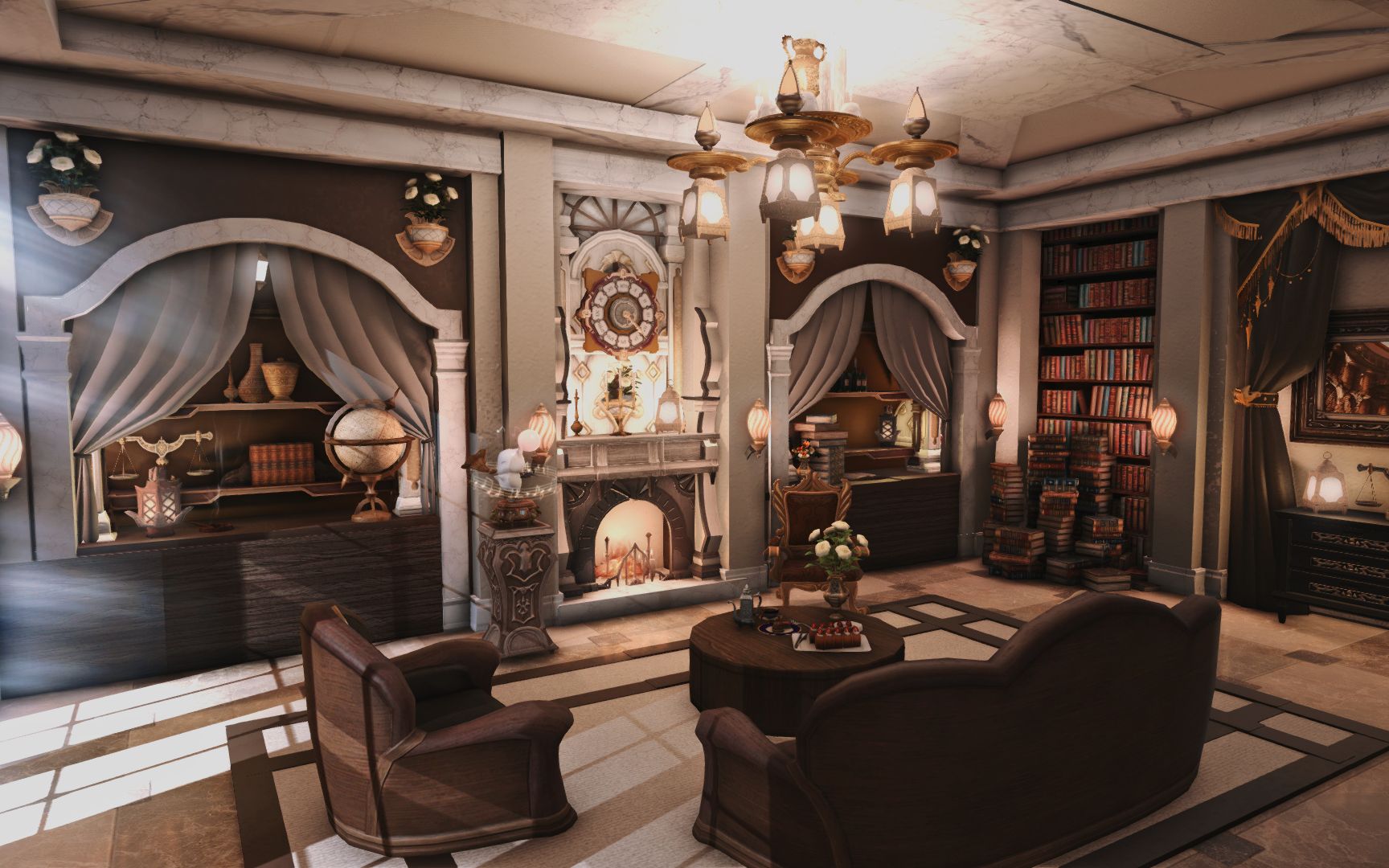 【FF14装修】L房 白棕黑欧式_哔哩哔哩 (゜-゜)つロ 干杯~-bilibili