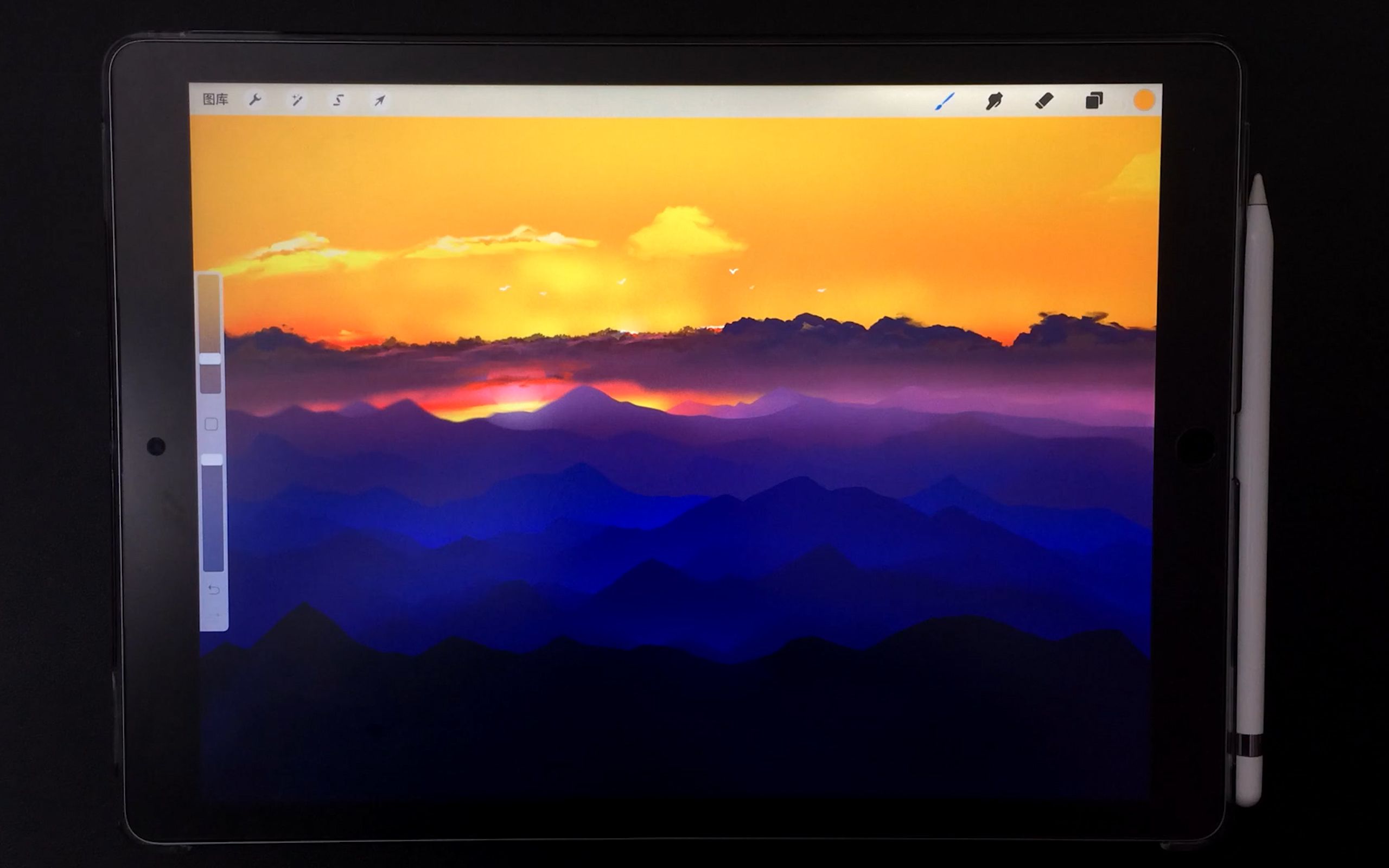【iPad绘画】Procreate画风景 跟我一起画插画_哔哩哔哩_bilibili
