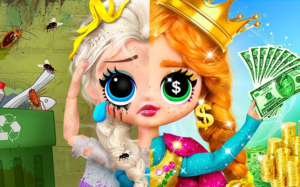 贫穷艾莎和富有安娜还有她们的孩子们！32个LOL惊喜DIY-LaLiLu创意手工-LaLiLu创意手工-哔哩哔哩视频